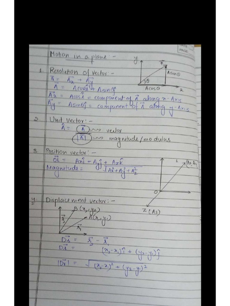 Motion in A Plane One Go Formulas... | PDF