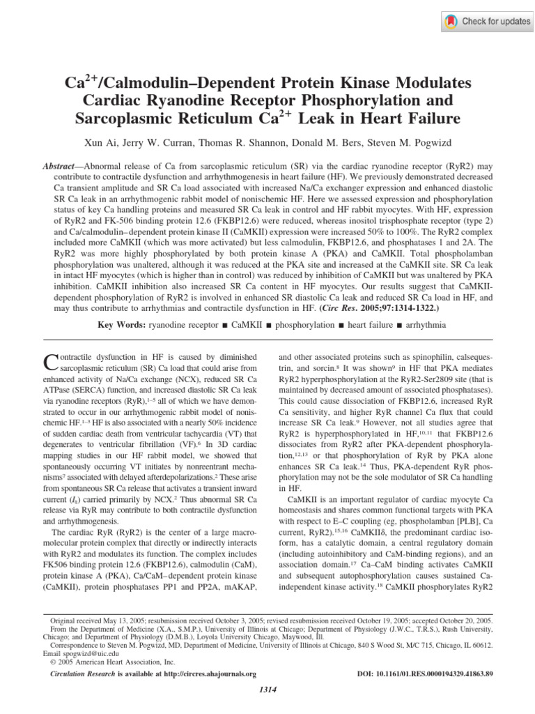 Ai Et Al 2005 Ca2 Calmodulin Dependent Protein Kinase Modulates Cardiac ...