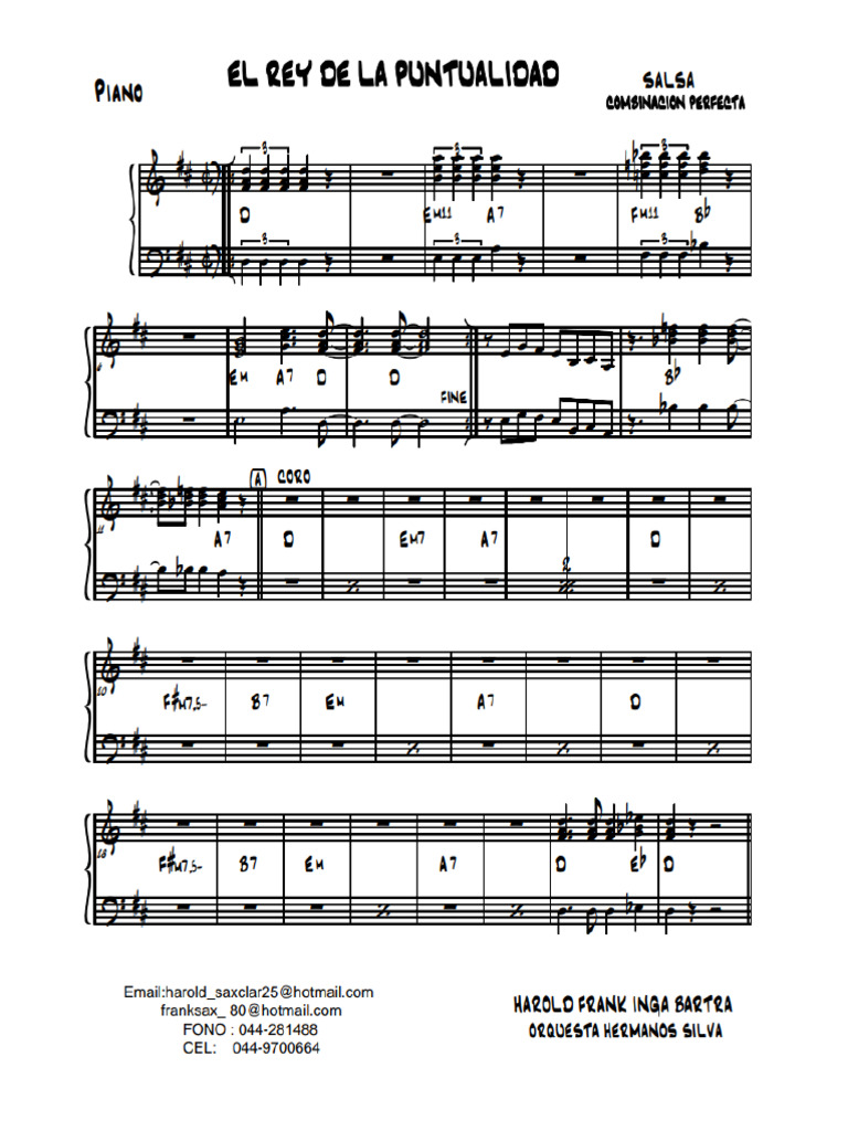 Hector Lavoe - El Rey de L Puntualidad-Piano | PDF
