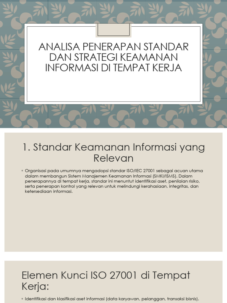 Analisa Penerapan Standar Dan Strategi Keamanan Informasi Di | PDF
