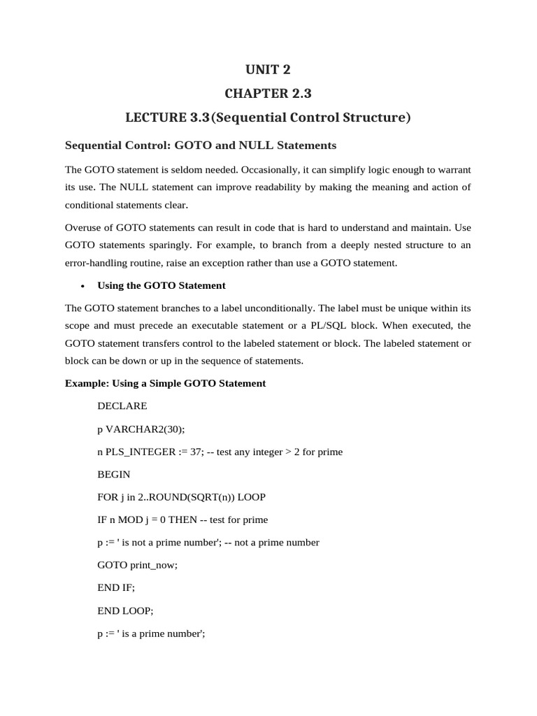 Notes Chapter 2.3 Lecture 2.3.3 (Sequential Control Structure) | PDF ...