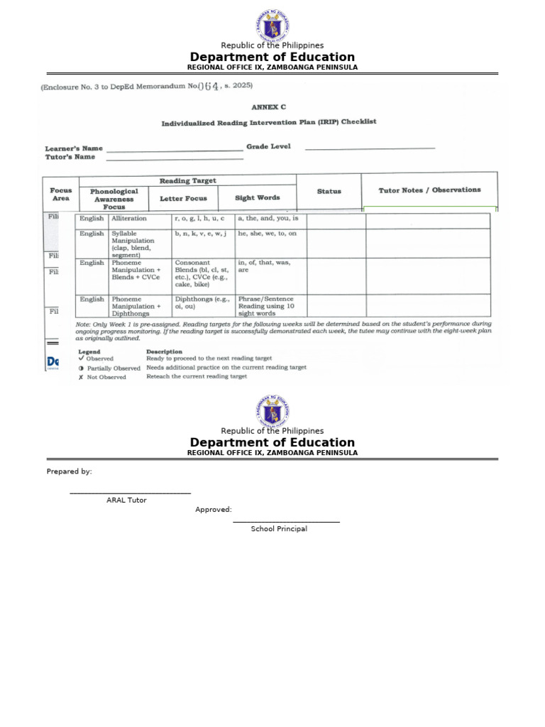 Individualized Reading Intervention Plan | PDF