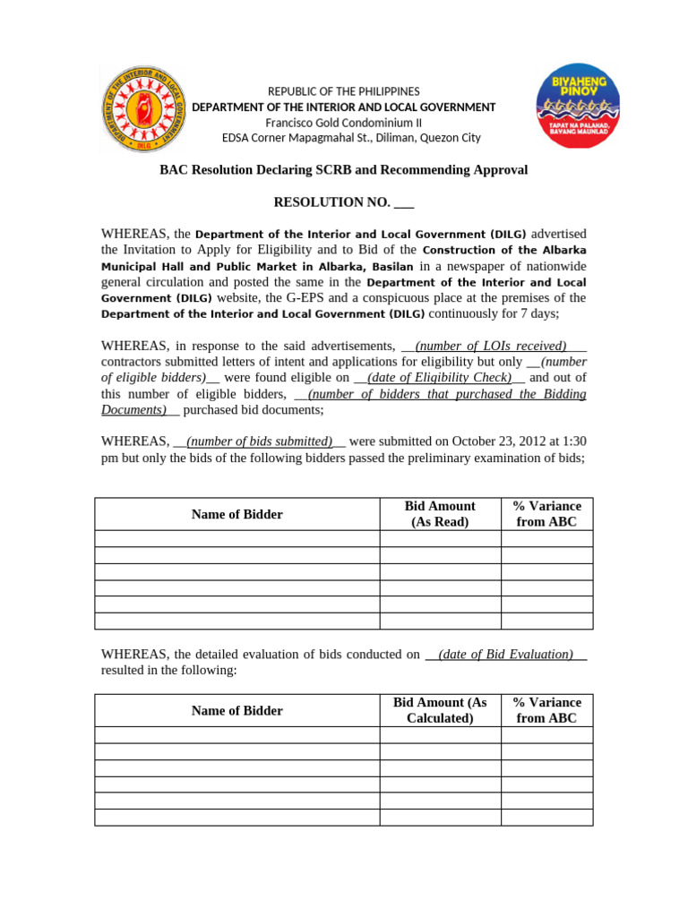 BAC Resolution for Albarka Project Approval | PDF