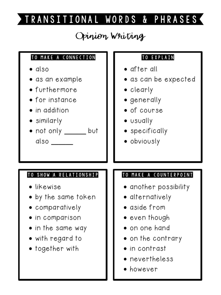 Transitional Words and Phrases and Text Based Evidence-2 | PDF