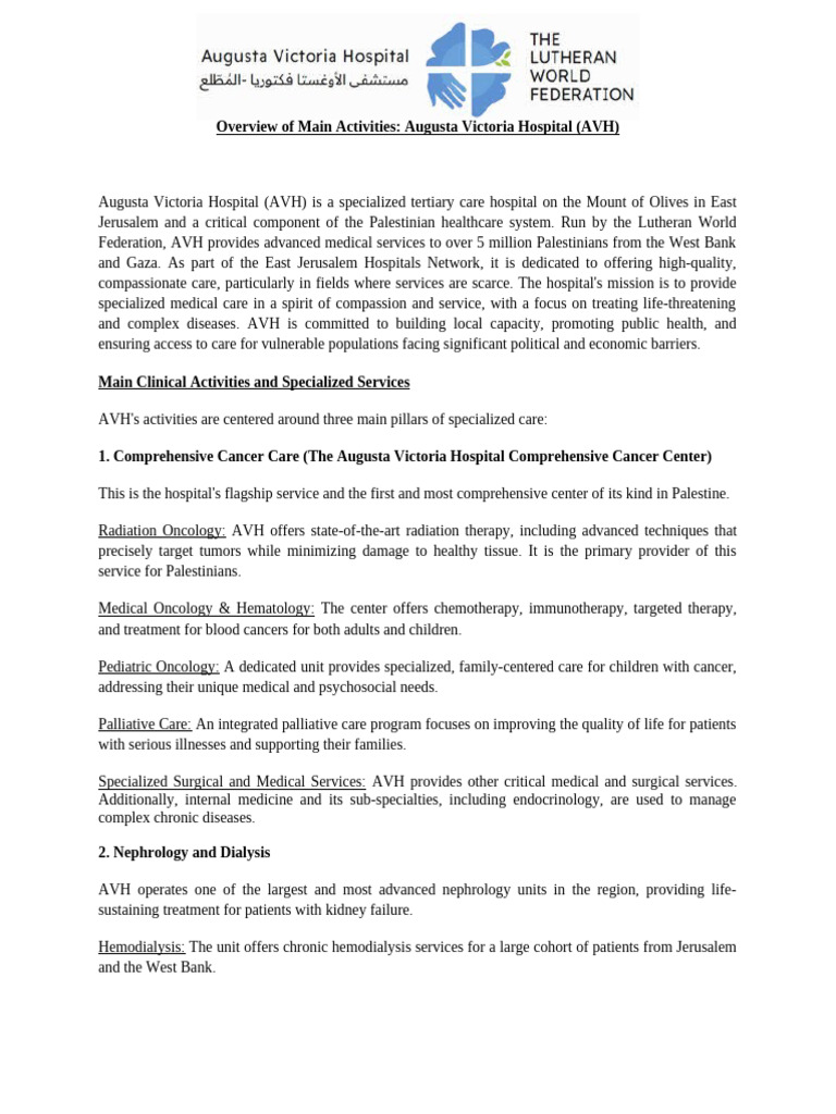 Edited-Overview of Main Activities - Augusta Victoria Hospital (AVH ...