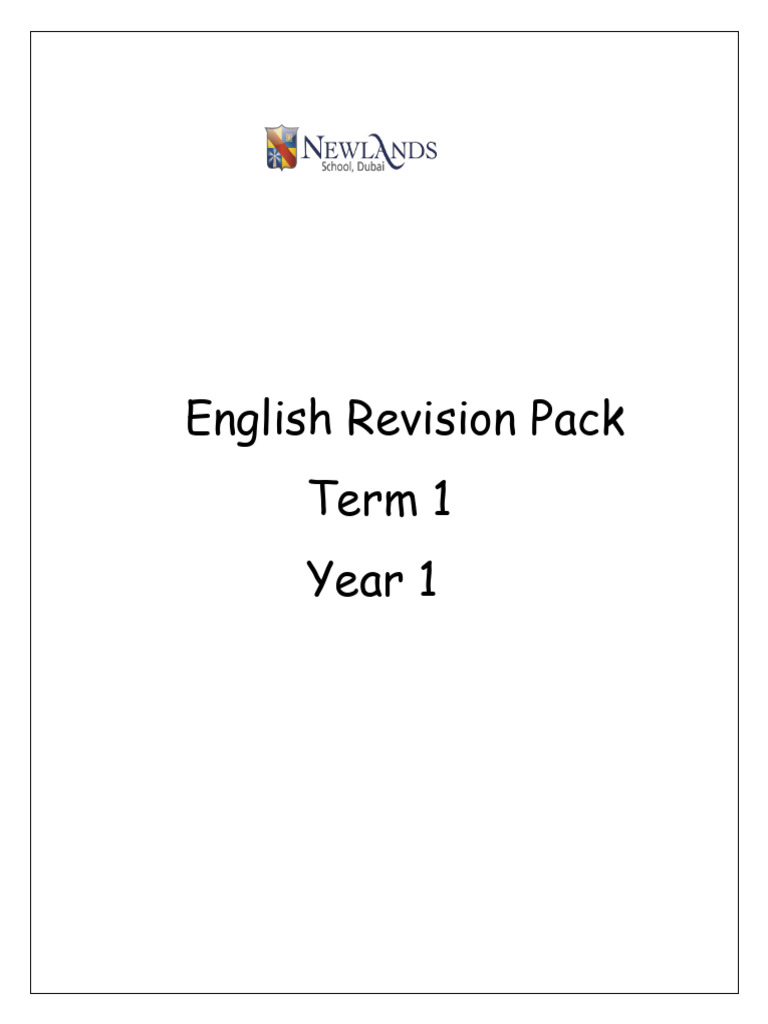 Year 1 English Revision Pack Term 1 | PDF