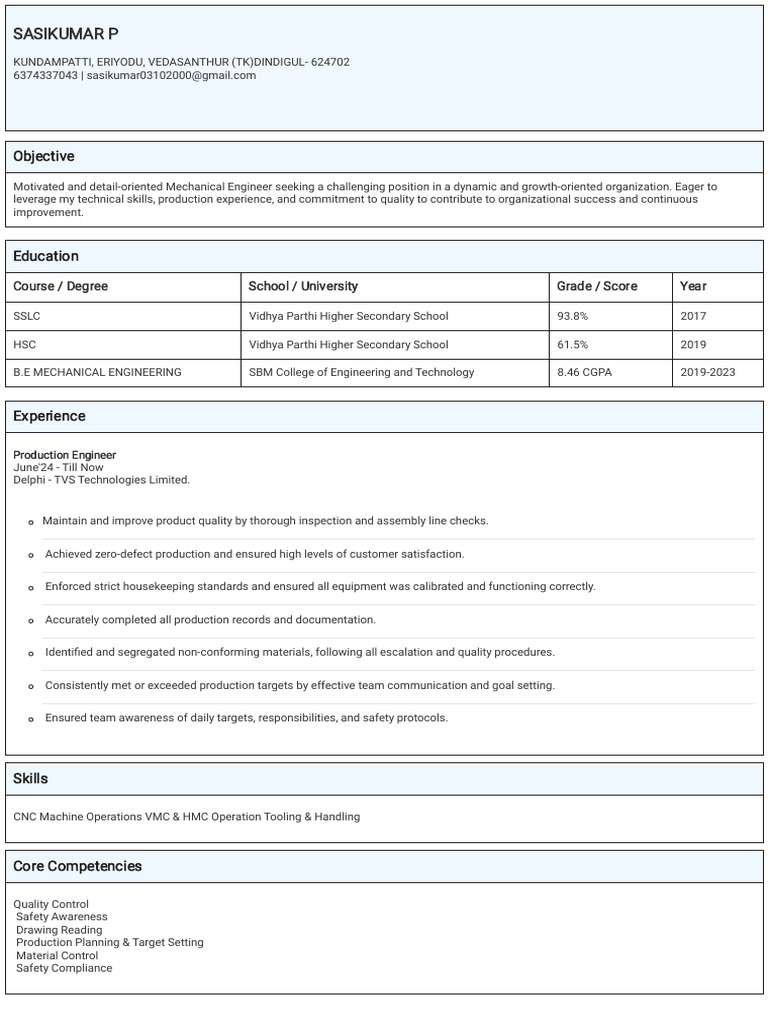 Sasi Kumar Resume-2 | PDF