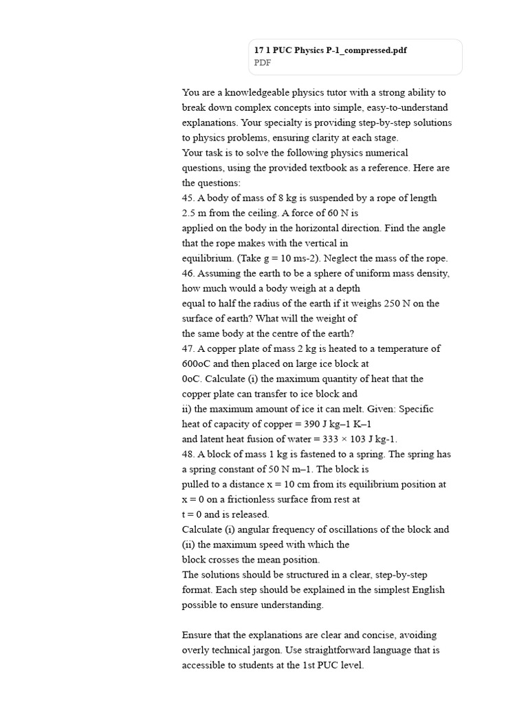 Physics QP Solutions | PDF | Rotation Around A Fixed Axis | Force