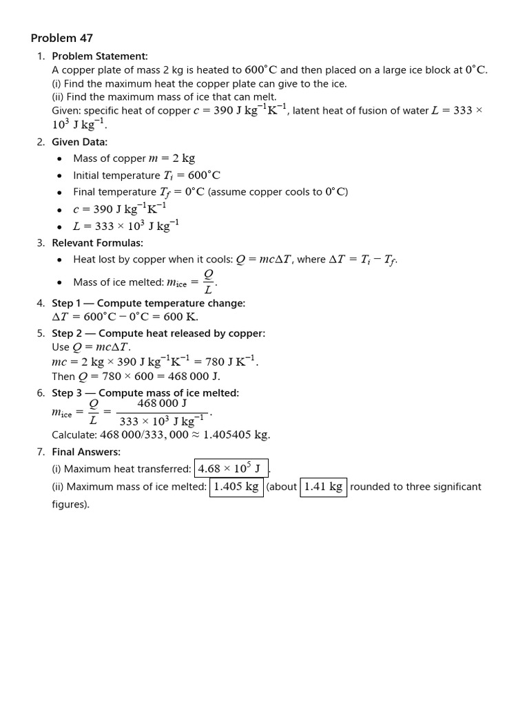 Physics Problem Solutions | PDF