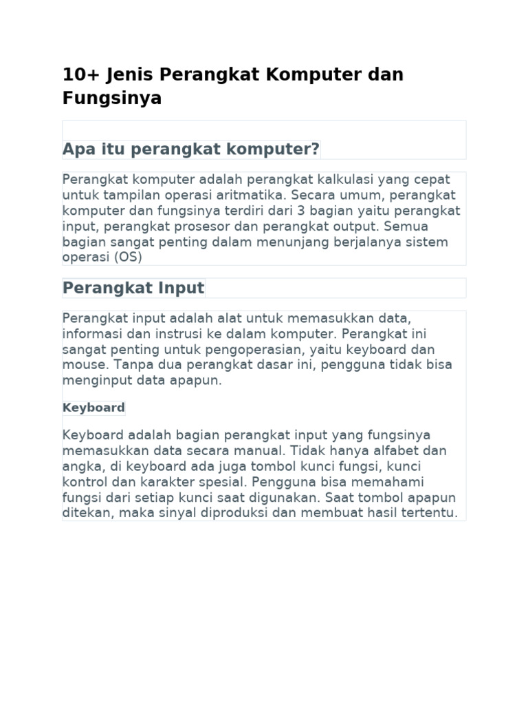 Jenis dan Fungsi Perangkat Komputer | PDF