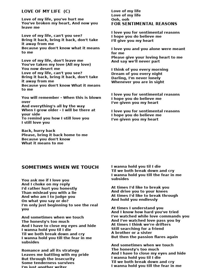 Song Lyrics - All | PDF