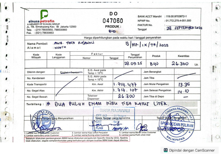 28.09.2025 47060 AWB TIRTA RAJAWALI 26.300L DWLI | PDF