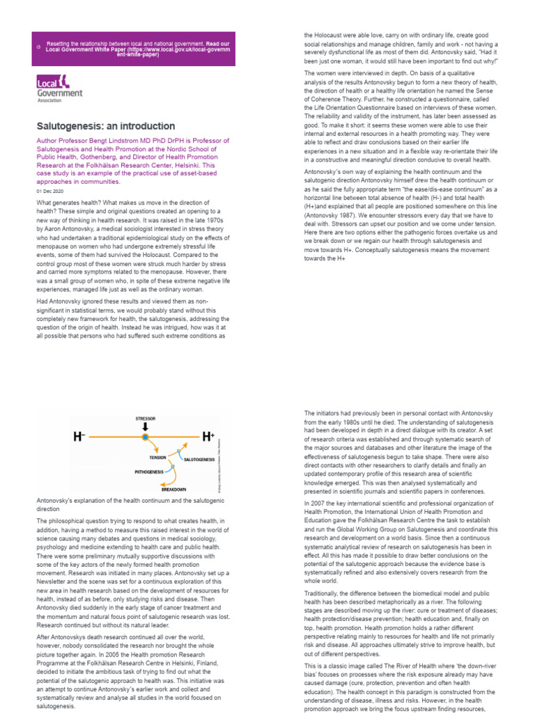 Understanding Salutogenesis in Health | PDF | Risk | Science
