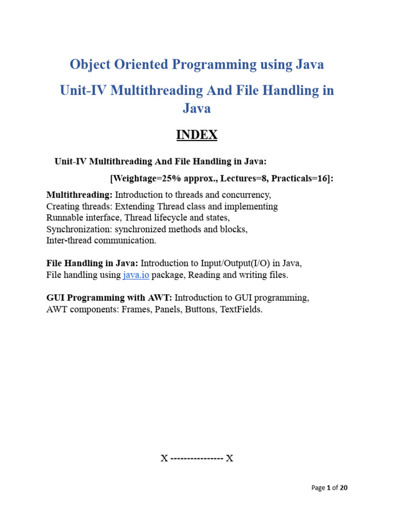 Unit-4 Multithreading and File Handling in Java by Prof. Meet Sanghavi-1 | PDF | Thread ...
