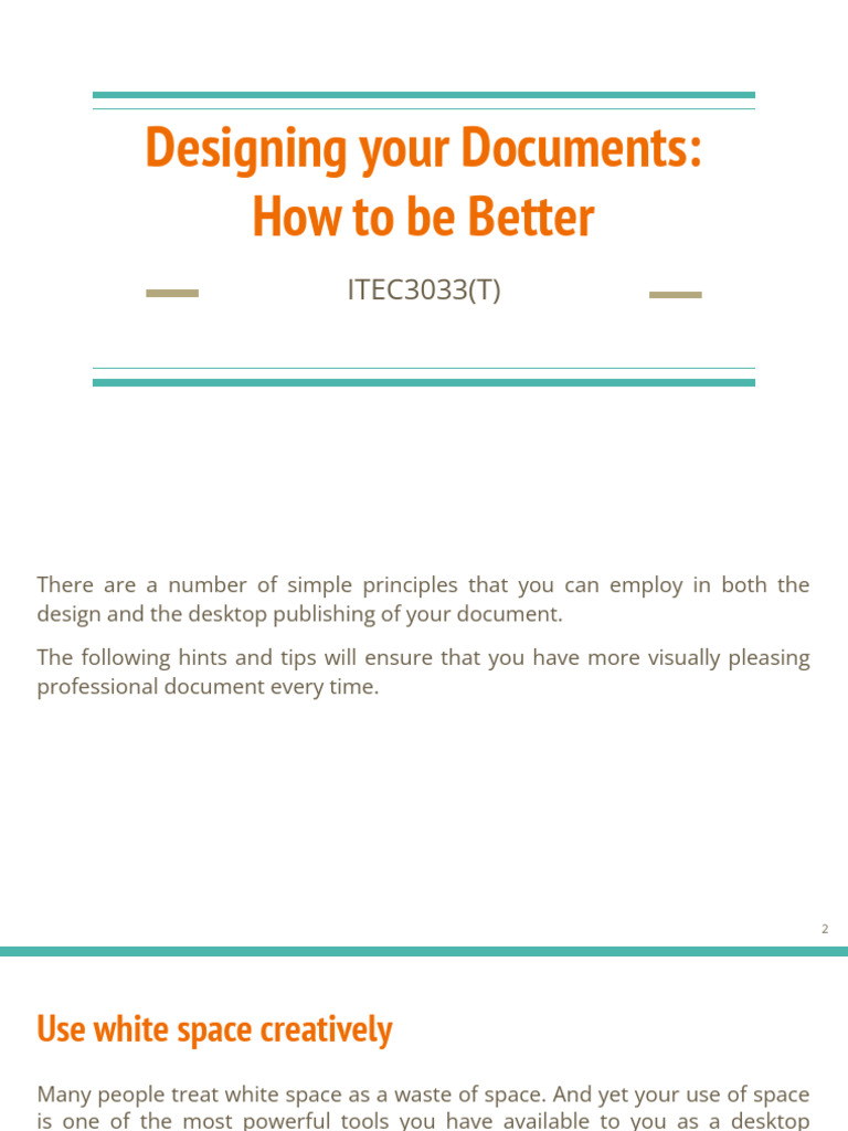 Designing Your Documents - How To Be Better | PDF | Punctuation | Typefaces