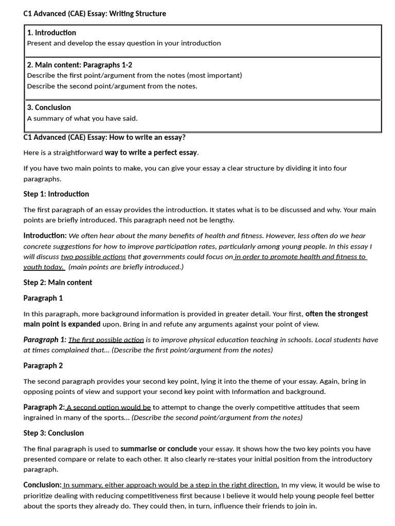 c1 Essay Exam Notes How To Write | PDF | Essays