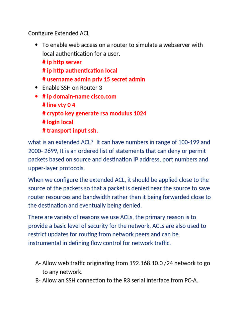 Configure Extended ACL | PDF | Computer Network | Router (Computing)