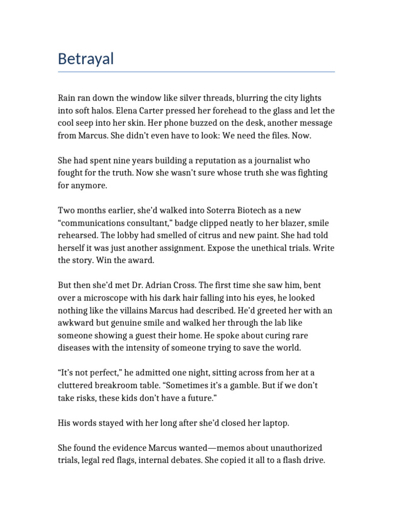 Betrayal - 1000 Words - Essay and Story | PDF