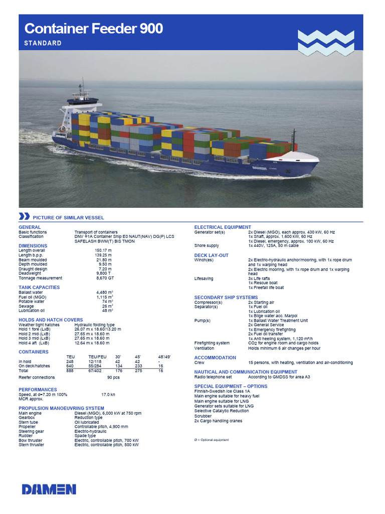 Container Feeder 900 Specifications | PDF | Ships | Shipping