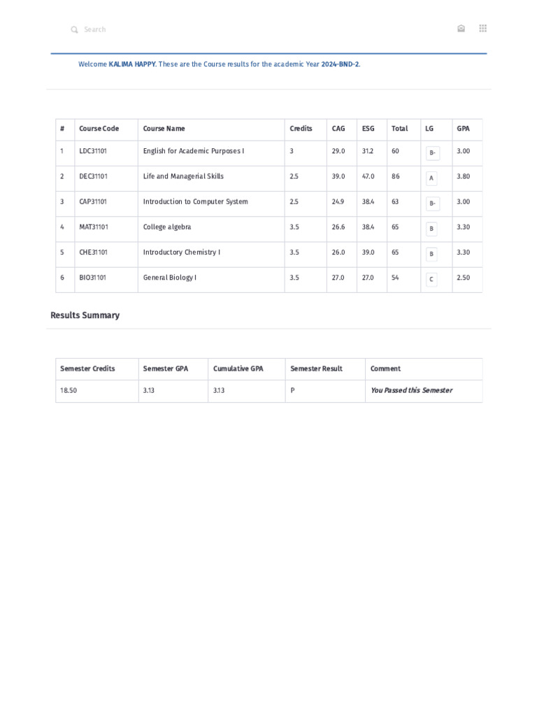 H K Semester 1 First Year GPA | PDF