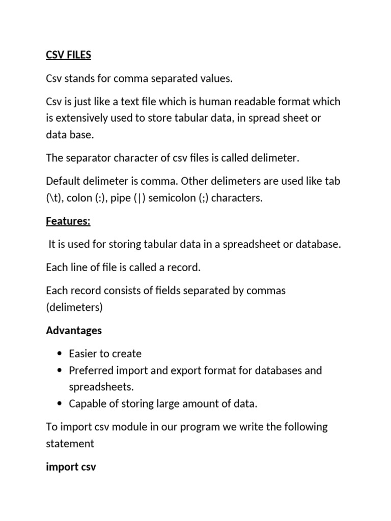 Understanding CSV Files and Usage | PDF | Comma Separated Values ...