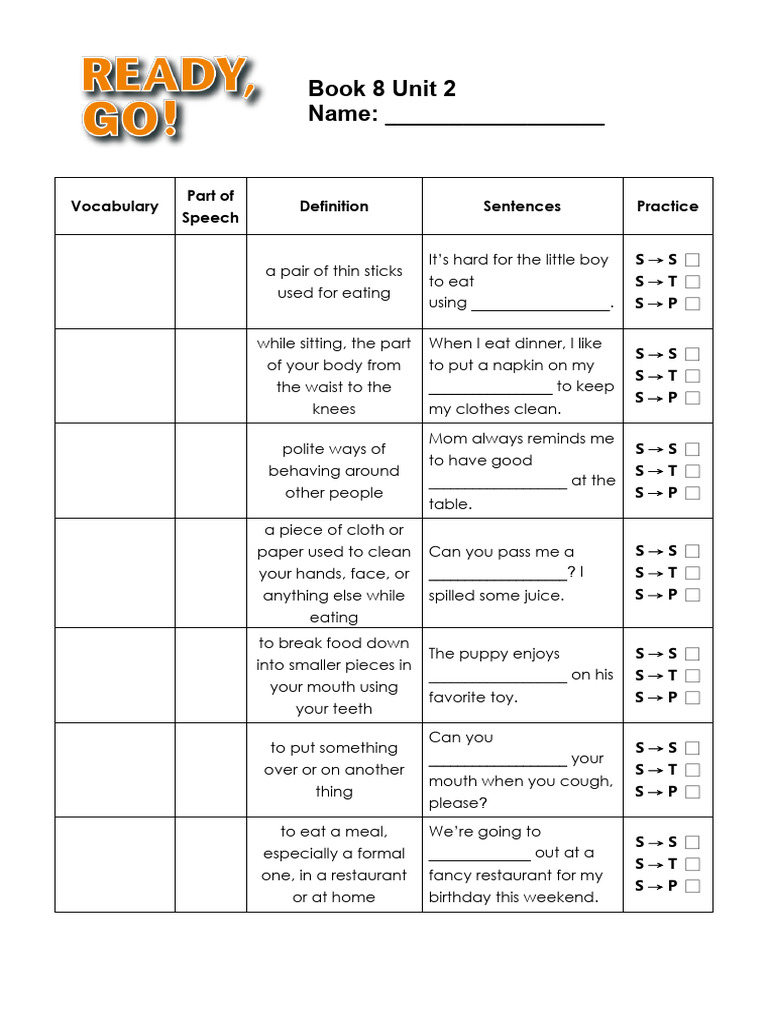 Vocabulary Practice for Unit 2 | PDF