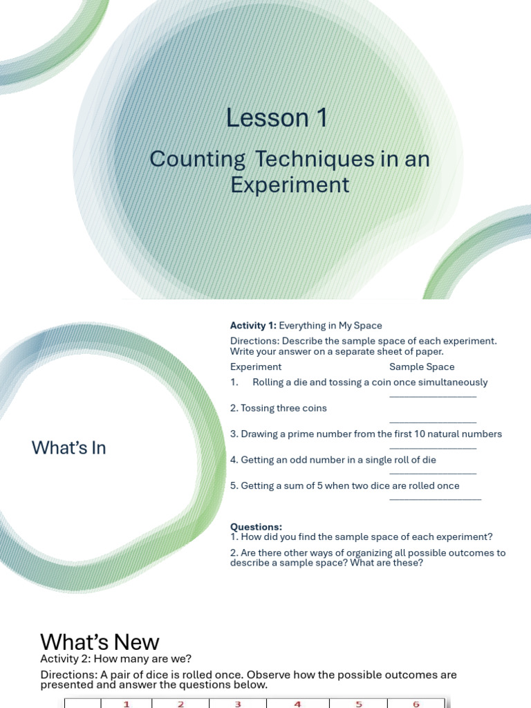 Counting Techniques for Experiments | PDF