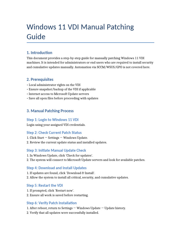 Windows11 VDI Manual Patching | PDF