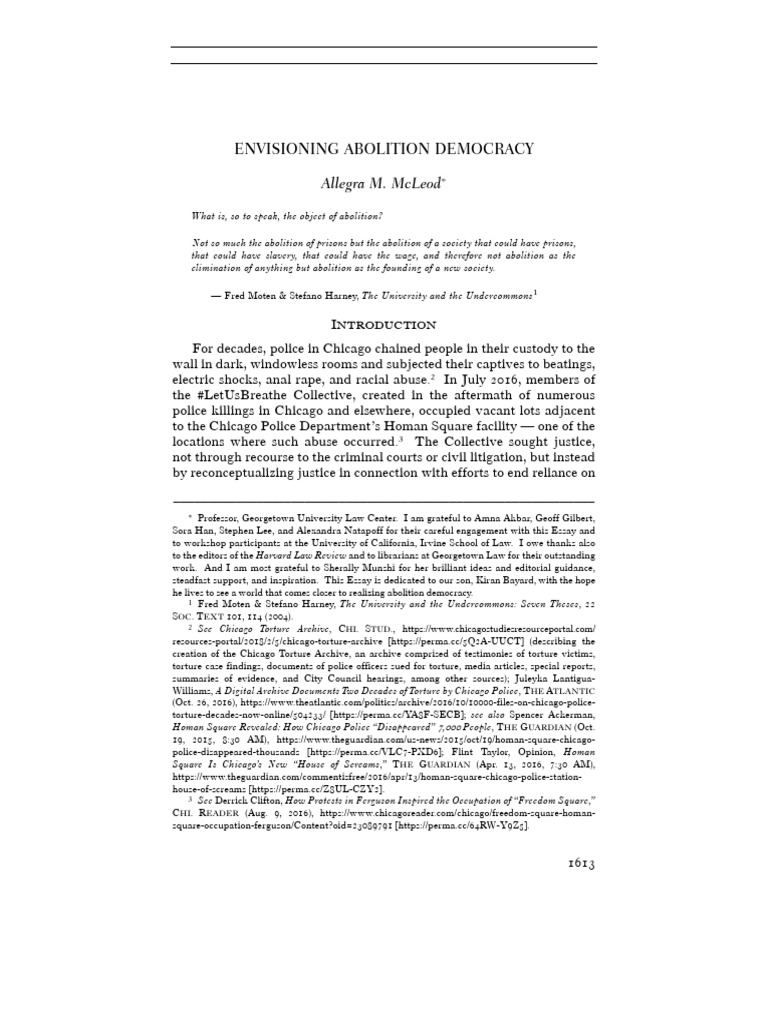 Envisioning Abolition Democracy | PDF | Torture | Abolitionism