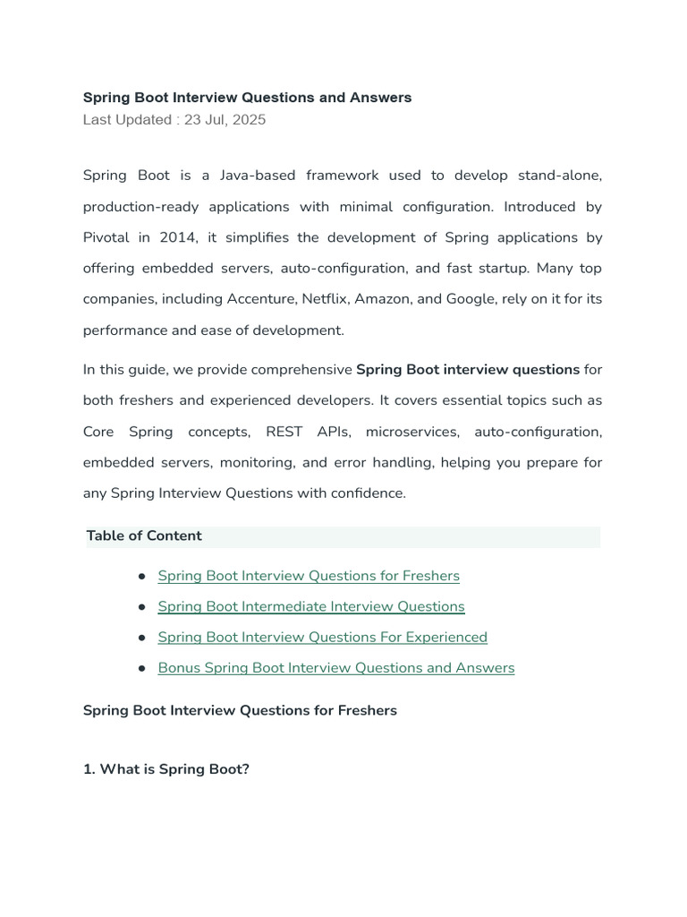 Spring Boot Interview Questions and Answers | PDF | Spring Framework ...