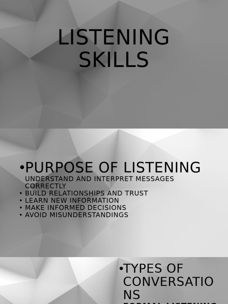 Listening Skills Presentation Original | PDF