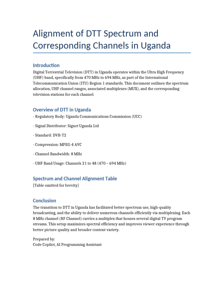 DTT Spectrum Uganda | PDF