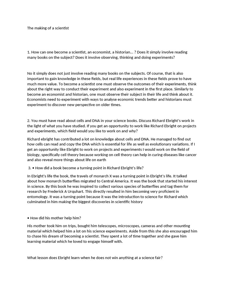 Becoming a Scientist: Key Insights | PDF | Experiment | Butterfly