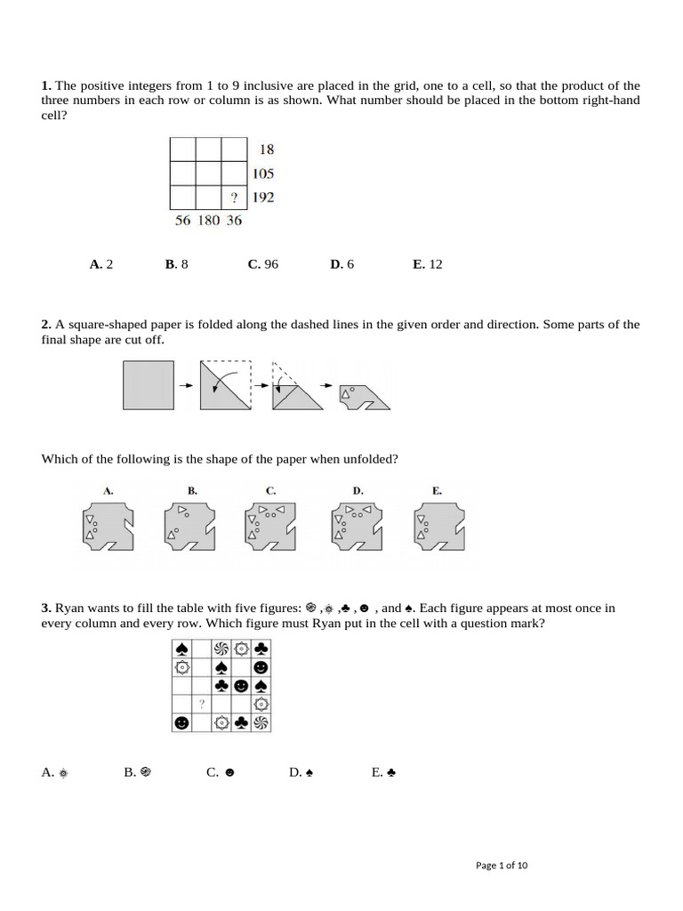 Mathemania Lower Secondary Questions | PDF | Mathematics | Elementary ...