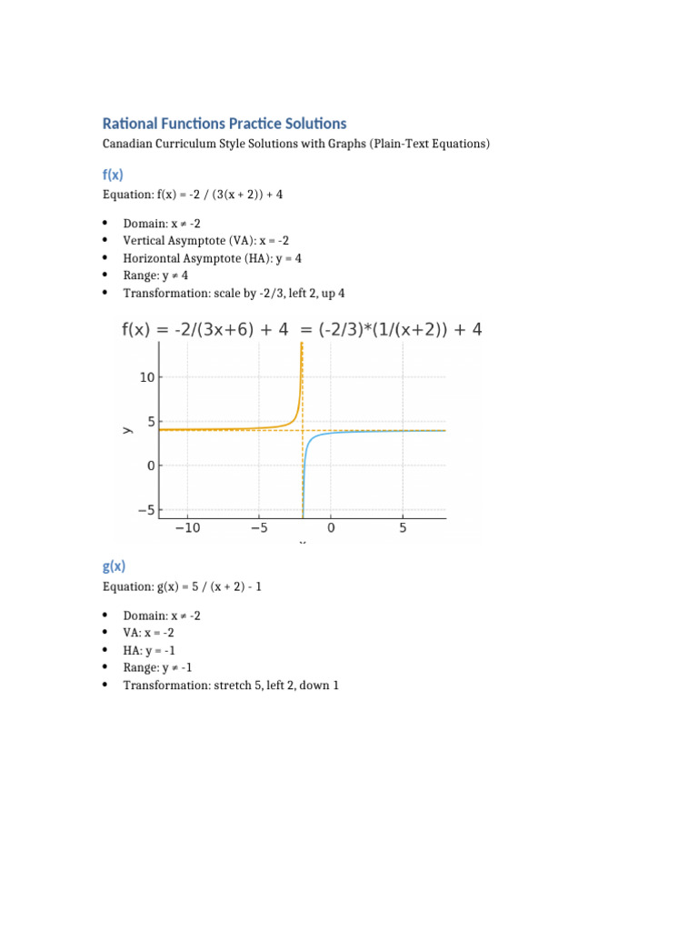 Rational Functions Solutions Plain | PDF