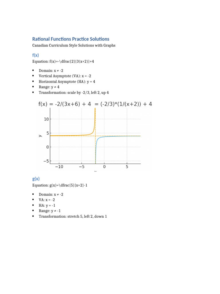 Rational Functions Solutions | PDF