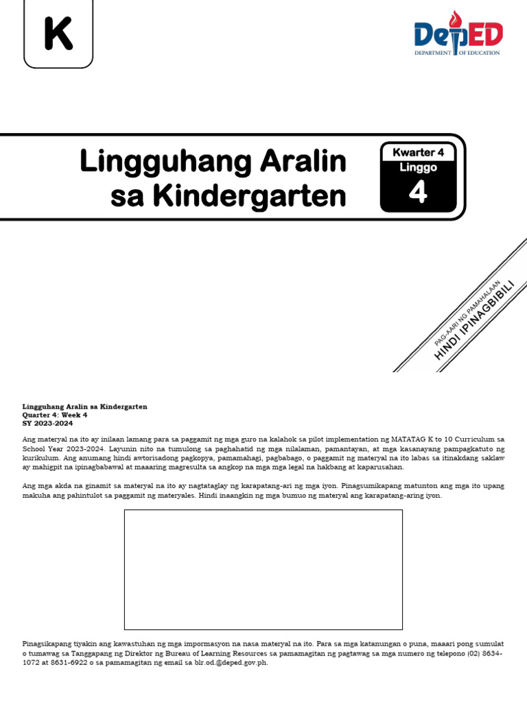 LE Kindergarten Q4 Week-4 v.2 | PDF