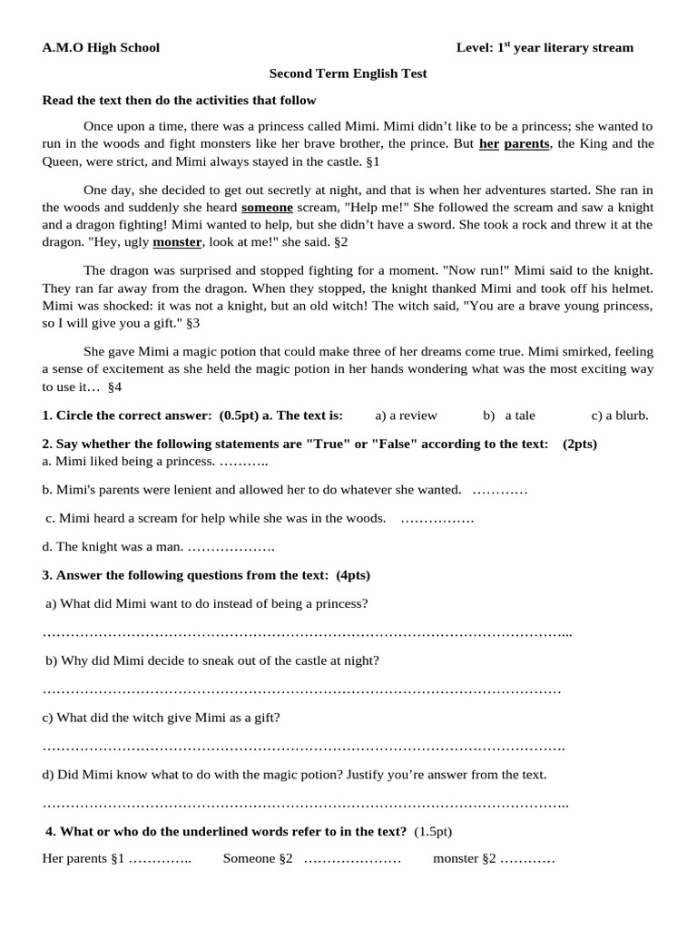 Test 1L Once Upon A Time | PDF