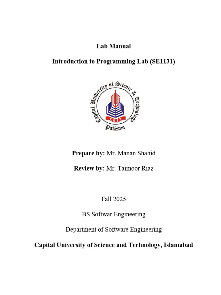 ITP Lab Manual Fall 2025 | PDF | Computer Program | Programming