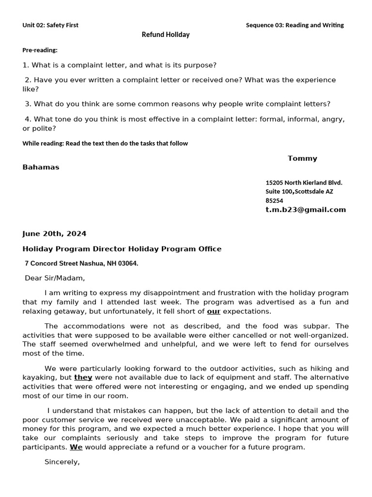 Writing Effective Complaint Letters | PDF | Proofreading | Cognitive ...