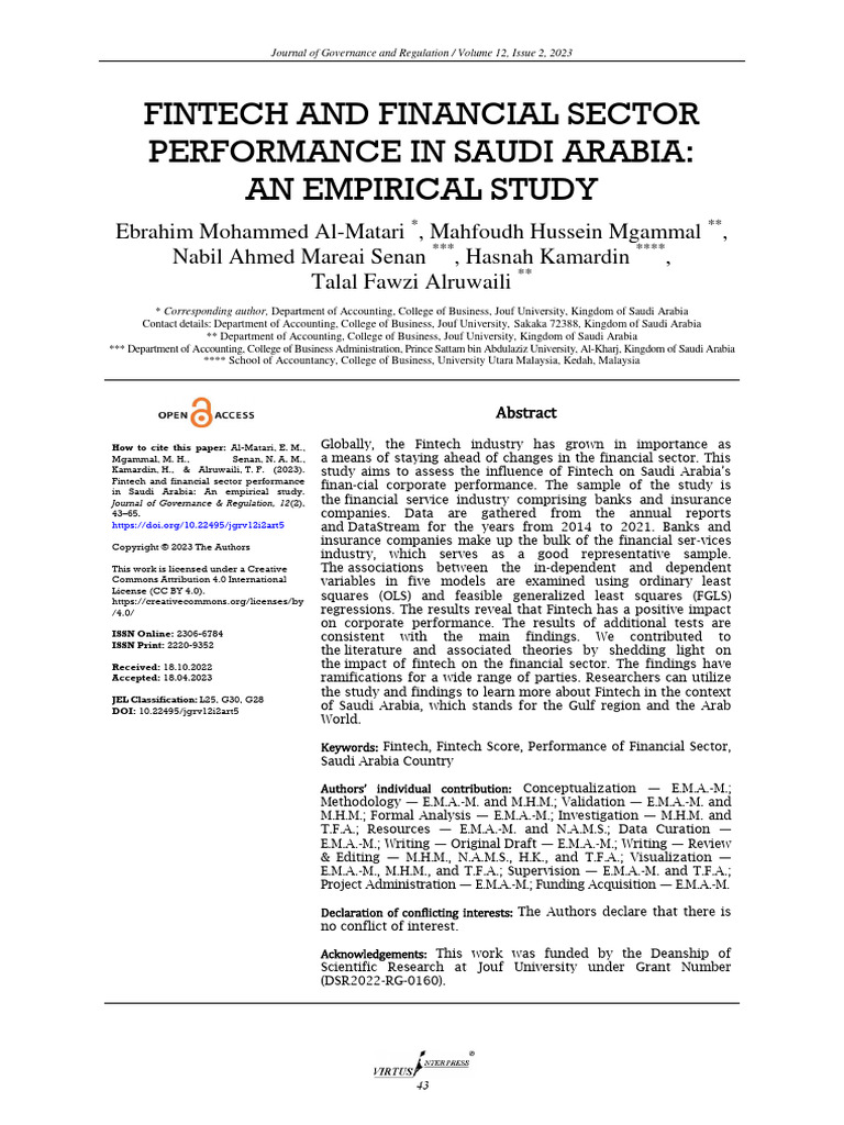 Fintech and Financial Sector Performance | PDF | Financial Technology ...