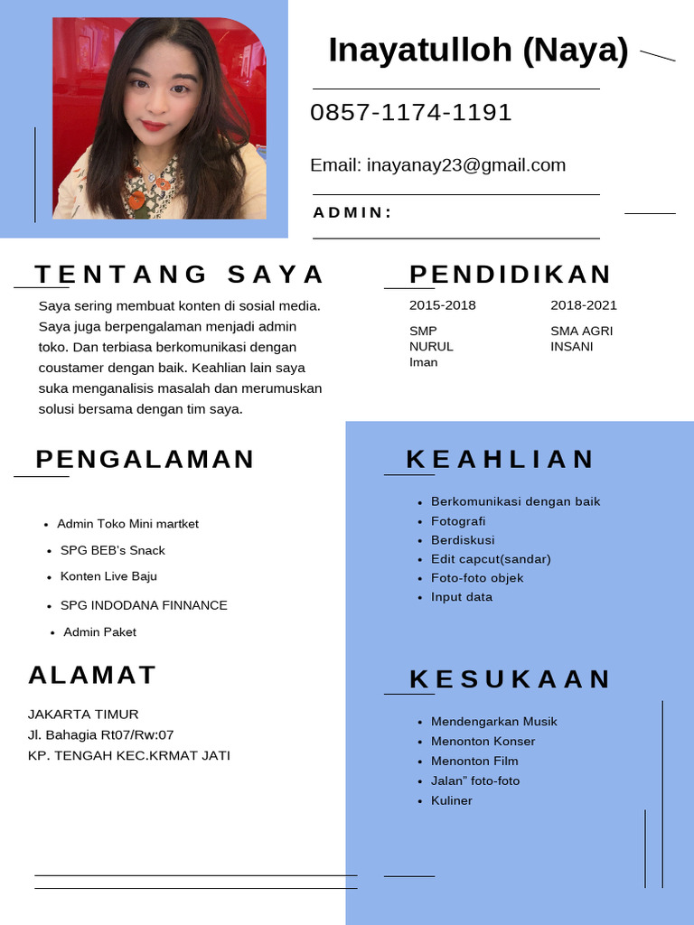 Biru Profesional CV Kerja Konten Kreator Pro Resume.pdf | PDF