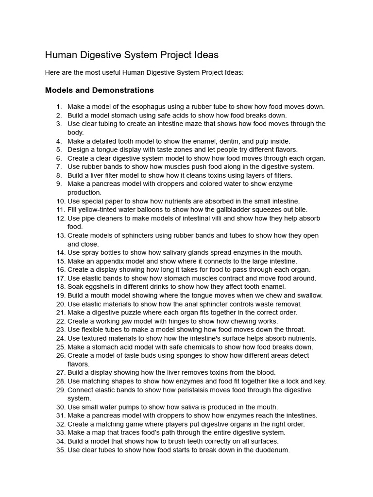 Digestive System Project Ideas | PDF | Digestion | Human Digestive System