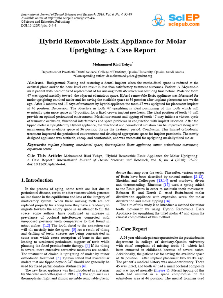 Hybrid Removable Essix Appliance For Molar | PDF | Dental Implant ...
