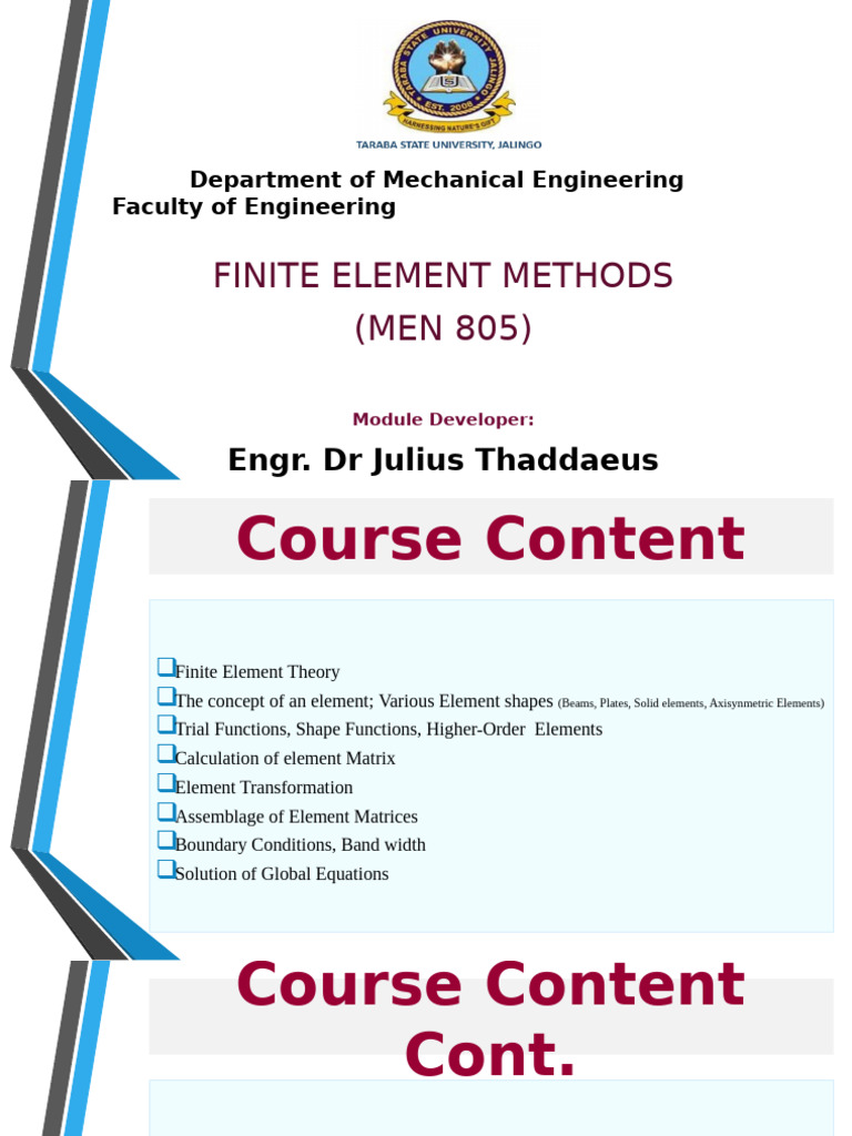 MEN 805 Module - Introduction To FEA | PDF | Finite Element Method ...
