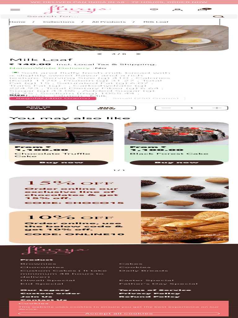 Order Soft Milk Loaf Bread Online Pack of 400gms | PDF
