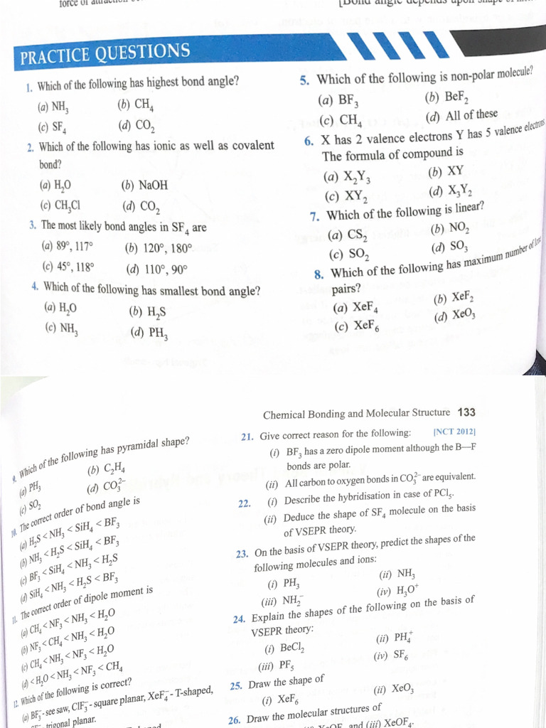 Chem Questions Chemical Bonding | PDF