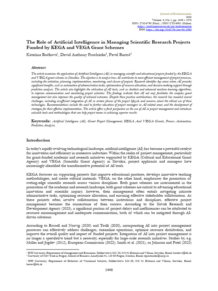 The Role of Artificial Intelligence in Managing Scientific Research ...