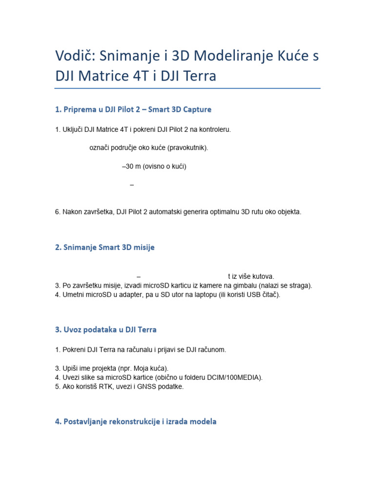 Vodic DJI Matrice4T 3D Modeliranje | PDF