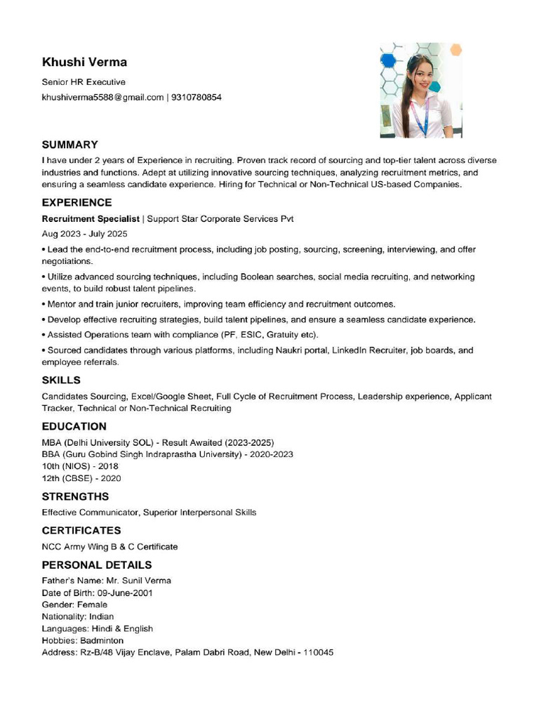 Khushi Verma CV | PDF